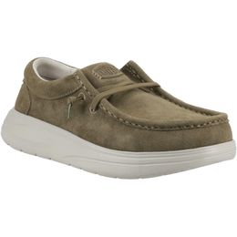 HEYDUDE Wally X Suede Herren Mokassins aus Wildleder in Dunkeloliv/Steingrau