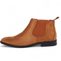 Herren Chelsea Boots aus Wildleder in Hellbraun, mit echtem Leder gef&uuml;ttert, Slip-On