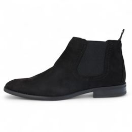 Herren Chelsea Boots aus schwarzem Wildleder mit echtem Lederfutter zum Hineinschl&uuml;pfen