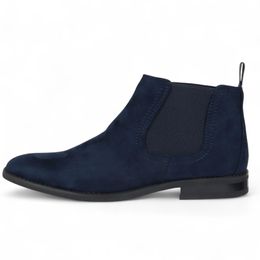 Herren Chelsea Boots aus Wildleder in Marineblau, mit echtem Leder gef&uuml;ttert, Slip-On