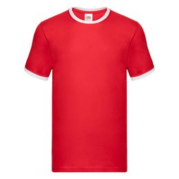 Fruit of the Loom - "Ringer" T-Shirt f&uuml;r Herren (Rot/Wei&szlig;)