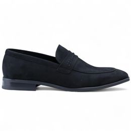 Herren Mokassin Loafer aus schwarzem Wildleder, elegante Slipper