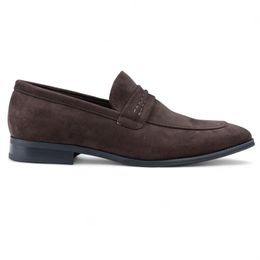 Herren Mokassin Loafer aus braunem Wildleder, elegante Slipper
