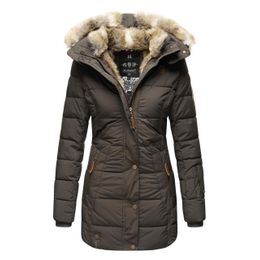 Marikoo Damen Winterjacke mit Kapuze & Kunstfell-Innenfutter