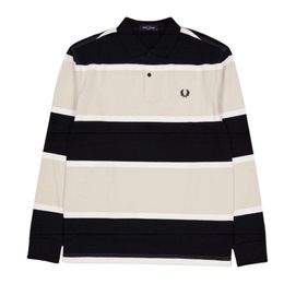 Fred Perry - Poloshirt Mit Schwarzen Streifen In Haferflockenfarbe