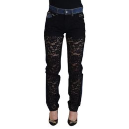 Dolce & Gabbana Spitzen-Einsatz Denim-Jeans Modellpan74208