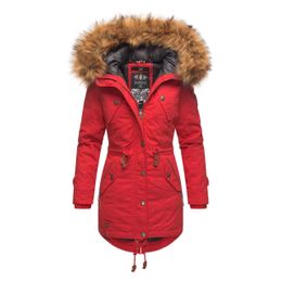 Marikoo Damen Winterjacke mit abnehmbarem Kunstfellkragen & Taillenzug