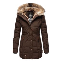 Marikoo Damen Winterjacke mit Kapuze & Kunstfell-Innenfutter