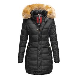 Navahoo Damen Winterjacke Papaya &ndash; Figurbetont, Warm & Mit Abnehmbarem Kunstfellkragen