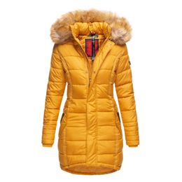 Navahoo Damen Winterjacke Papaya &ndash; Figurbetont, Warm & Mit Abnehmbarem Kunstfellkragen