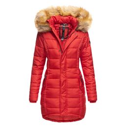 Navahoo Damen Winterjacke Papaya &ndash; Figurbetont, Warm & Mit Abnehmbarem Kunstfellkragen