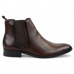 Braune Chelsea-Slipper-Office-Stiefeletten f&uuml;r Herren