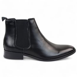 Schwarze Chelsea-Slipper-Office-Stiefeletten f&uuml;r Herren