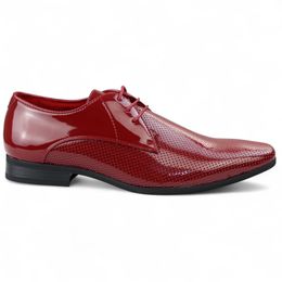 Rote formelle Schn&uuml;rschuhe mit spitzer Spitze f&uuml;r Herren