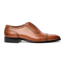 Chapman & Moore Herren-Oxford-Schuhe aus hellbraunem Leder mit halbbrogueartiger Kappe