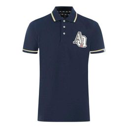 Aquascutum - "AQ 1851" Poloshirt f&uuml;r Herren/Damen Unisex, Mit kontrastfarbenen Streifen (Marine)