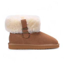 Damen Winterstiefeletten aus echtem Schaffell, hellbraun, Wildleder &ndash; Granit