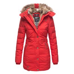 Marikoo Damen Winterjacke mit Kapuze & Kunstfell-Innenfutter