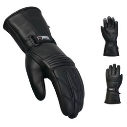 Thermohandschuhe f&uuml;r Herren, gepolstert, schwarzes Leder, wasserdicht, Winter- und Sommer-Bikerschutz