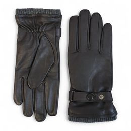 Herrenhandschuhe aus braunem italienischem Leder mit warmem Wollfutter, ideal f&uuml;r Winter, Radfahren, Autofahren und Freizeit.