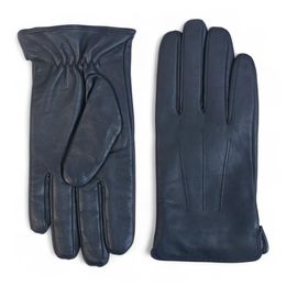 Herrenhandschuhe aus marineblauem italienischem Leder mit warmem Wollfutter, ideal f&uuml;r Winter, Reiten und Autofahren.