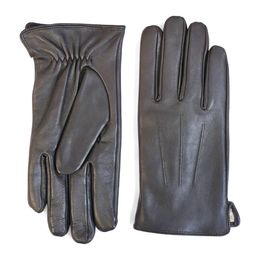Braune Herrenhandschuhe aus italienischem Leder mit warmem Wollfutter, ideal f&uuml;r Winter, Reiten und Autofahren.