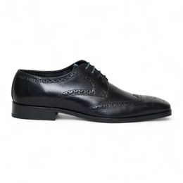 Antique Rogue Schwarze Oxford-Derby-Brogues aus Leder f&uuml;r Herren - Luca