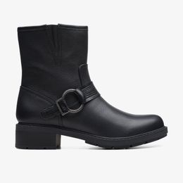 Clarks Hearth Cross Schwarze Lederstiefel