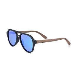 Earth Wood Mazatlan Polarisierte Sonnenbrille - Walnuss/Blau