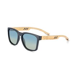 Earth Wood Haven Polarisierte Sonnenbrille - Bambus/Blau-Gelb
