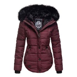 Marikoo Damen Winterjacke Lotusbl&uuml;te mit Teddy-Innenfutter & Kunstfellkragen