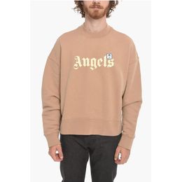 Palm Angels Rundhals-Sweatshirt PXP PALM aus geb&uuml;rsteter Baumwolle in Beige