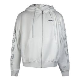 Off-White Stitch Diags Zip Skate Hoodie Wei&szlig;