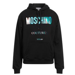 Schwarzer Kapuzenpullover Mit Auff&auml;lligem Moschino-logo