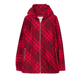 Burberry - Karierte Nylonjacke mit Kapuze, rot kariert