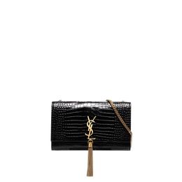 SAINT LAURENT Kate &ndash; Mittelgro&szlig;e Ledertasche mit Krokodilpr&auml;gung und Quaste