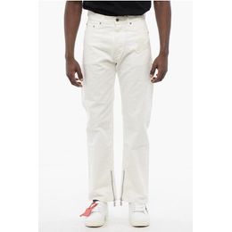Off-White Stretch-Jeans mit Kn&ouml;chelrei&szlig;verschluss 20 cm in Wei&szlig;