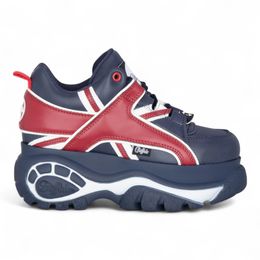 Buffalo Damen-Sneaker mit klobiger Plateausohle, blau-rot - 1339-14