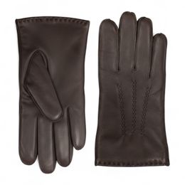 Braune Herrenhandschuhe aus italienischem Leder mit warmem Wollfutter, Winter-Ziernahtdesign, ideal zum Reiten, Autofahren und f&uuml;r Freizeit.