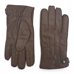 Herren-Winterhandschuhe aus hellbraunem italienischem Leder mit warmem Wollfutter, ideal zum Radfahren, Autofahren und f&uuml;r Freizeitaktivit&auml;ten.
