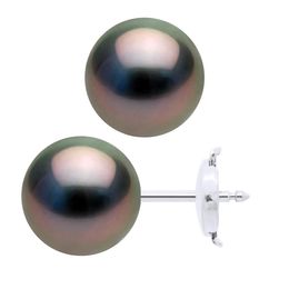 Ohrringe - Wei&szlig;gold 375 - Echte Tahiti-Zuchtperlen rund 9-10 mm