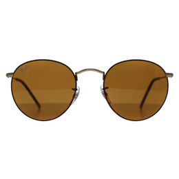 Ray-Ban Round Metal 3447 927533 Sonnenbrille in mattem Havanna auf mattem Goldbraun