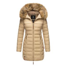 Marikoo Damenjacke Rose mit Steppdesign & abnehmbarem Kunstfellkragen