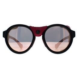 Moncler ML0046 01C gl&Atilde;&curren;nzend schwarz rosa Rauch Spiegel Sonnenbrille
