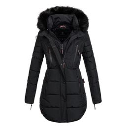 Marikoo lange Damen Winterjacke Moonshine mit Kunstfellkragen & Teddyfutter