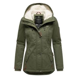 Marikoo Damen Winterjacke mit Teddyfell-Innenfutter & Kapuze