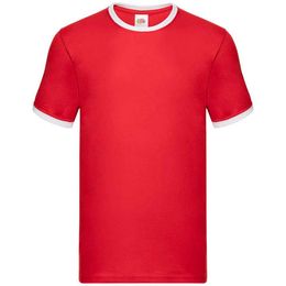 Fruit of the Loom - "Ringer" T-Shirt f&uuml;r Herren (Rot/Wei&szlig;)