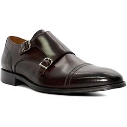 Dune Saloon Leder Herren Braune Doppel-Monk-Schuhe