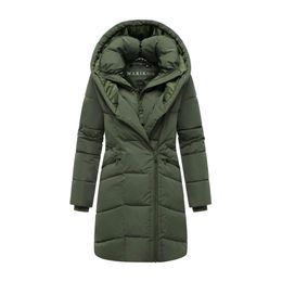 Marikoo Damen Steppmantel Virenaa mit Layer-Look & warmem Fleecefutter