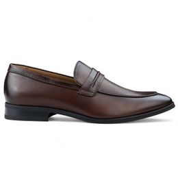 Herren Slip-On Loafers Braun Ledergef&uuml;ttert Elegante Schuhe